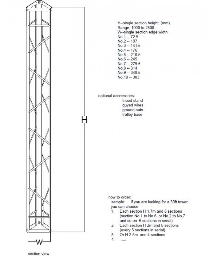 Movable Aluminum Portable Lattice Tower Truss Tower 30 Extending Height