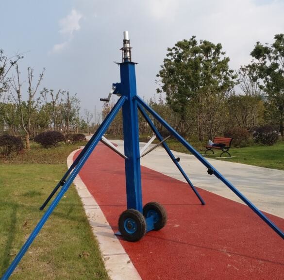 movable light pole winch type mast 6-12 meters antenna tower telescopic mast with tripod and wheel